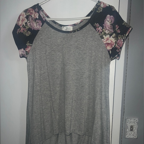 Threads Studio | Tops | Nwt Threads Studio Grey Shirt With Floral ...